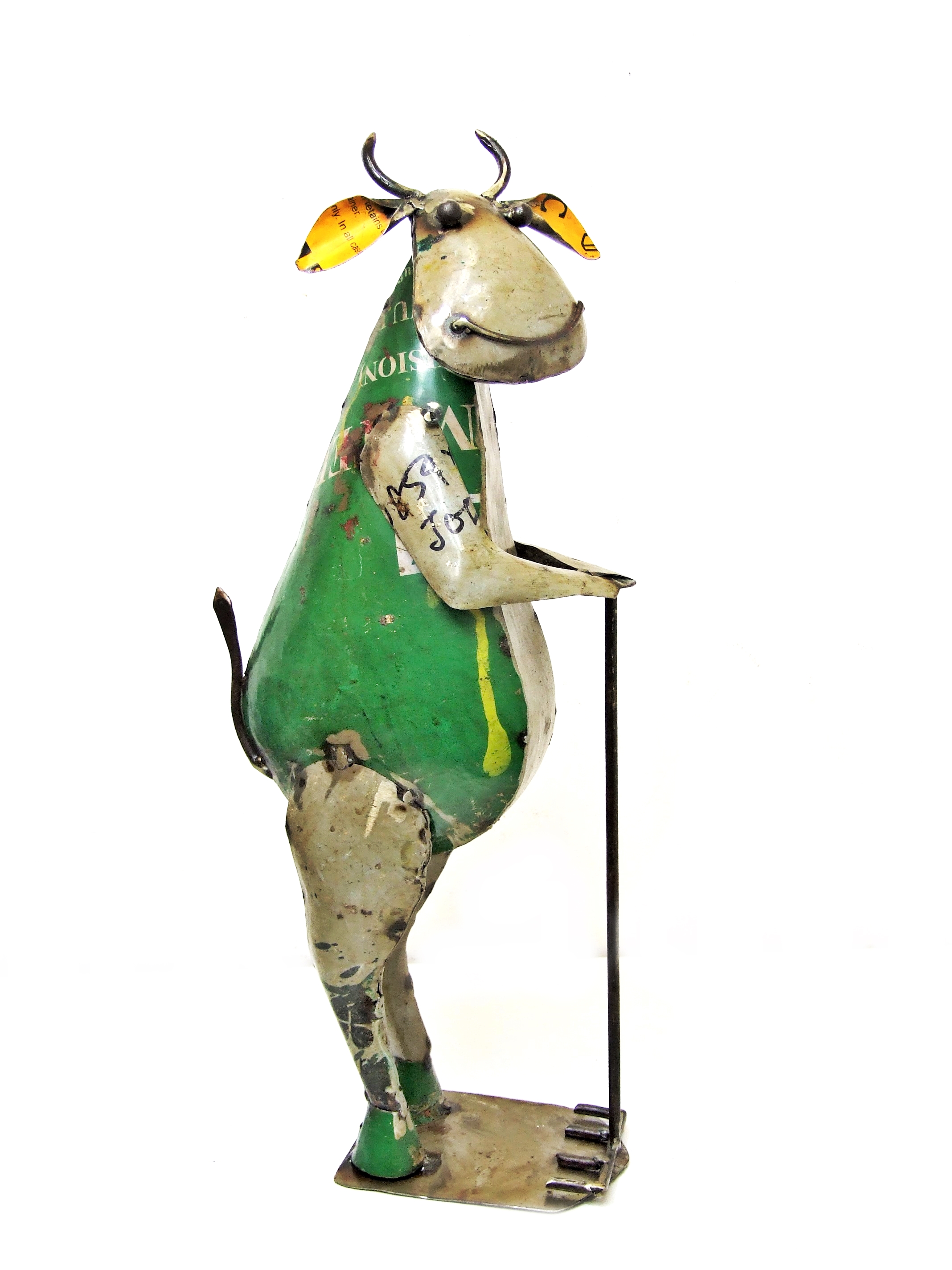 Krowa z grabiami Figurka metalowa z recyclingu XL 51cm